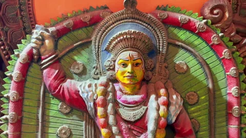 Indian God Bhuta Kola Sculpture crafted ... | Stock Video | Pond5