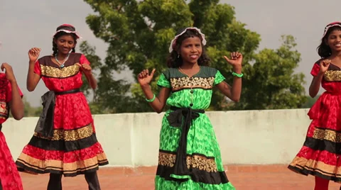 Indian Little Girls Dancing in Tradition... | Stock Video | Pond5