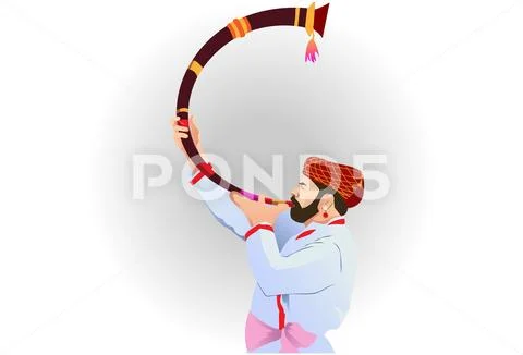 Indian Maharashtra cultural Tutari man vector illustration. ~ Clip Art ...