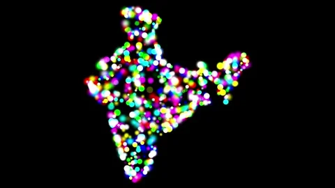 Indian map with colorful bokeh lights on... | Stock Video | Pond5
