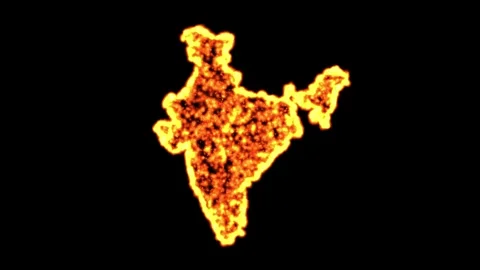 Indian map with fire particles on plain ... | Stock Video | Pond5