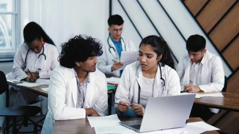 Indian medical students working on compu... | Stock Video | Pond5
