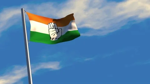 Indian National Congress Party flag wavi... | Stock Video | Pond5