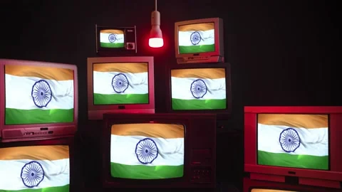 Indian National Flags on Retro TV set. V... | Stock Video | Pond5