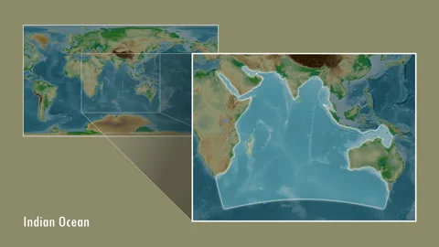 Indian Ocean. Physical map. Patterson Cy... | Stock Video | Pond5