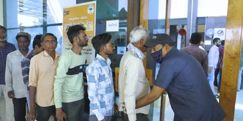 Indian people waiting for hospital line,... | Stock Video | Pond5