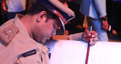 Indian Police officer sleeping on Duty | Stock Video | Pond5