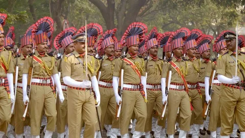 Indian police/ soldiers/ military force/... | Stock Video | Pond5