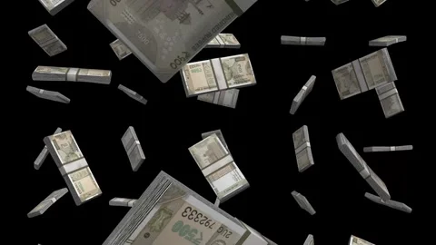 Indian Rupee Falling Animation on Black ... | Stock Video | Pond5
