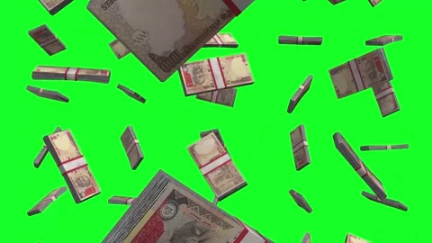 Indian Rupee Falling Animation on Green ... | Stock Video | Pond5