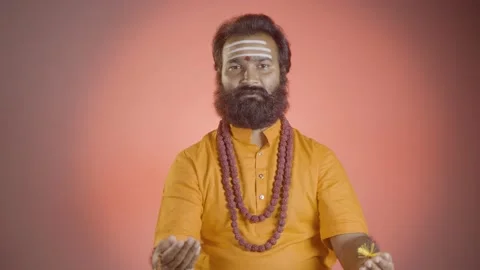 indian saadhu or holy god man praying go... | Stock Video | Pond5