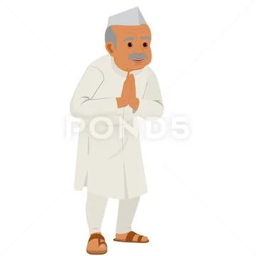 Indian senior politician showing namaskar ~ Clip Art #293573535