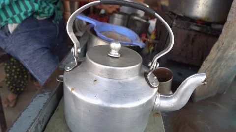 Indian street tea stall with glass cups,... | Stock Video | Pond5