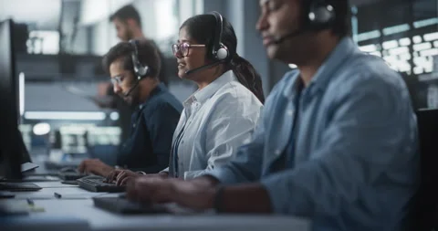 Indian Tech Support Team Working in Offi... | Stock Video | Pond5