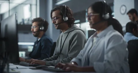 Indian Tech Support Team Working in Offi... | Stock Video | Pond5