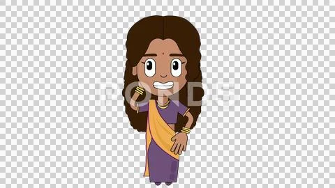 Indian Woman Awkward Cartoon Character Alpha Avatar: Royalty Free ...