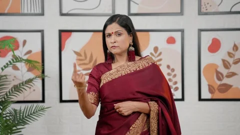 Indian woman showing middle finger | Stock Video | Pond5