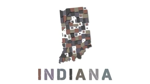 Indiana map with paper regions. Animated... | Stock Video | Pond5
