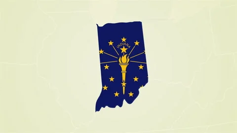 Indiana state flag United States map out... | Stock Video | Pond5
