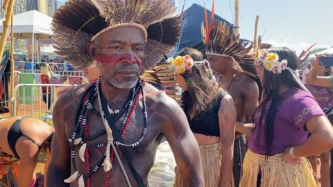 An indigenous Amazonian man with traditi... | Stock Video | Pond5