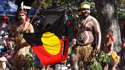 Indigenous Australians carry the Austral... | Stock Video | Pond5