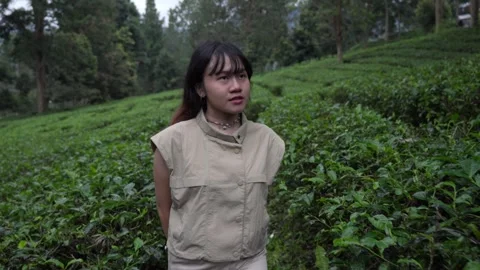 Indigenous girl walking on a tea plantat... | Stock Video | Pond5