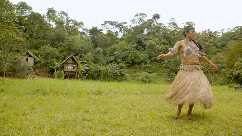 indigenous tribe woman dancing in amazon... | Stock Video | Pond5