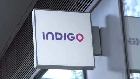 Indigo logo at the entrance to an underg... | Stock Video | Pond5