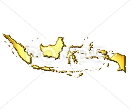 Indonesia 3d Golden Map: Graphic #12059609