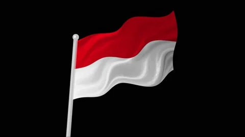 indonesia flag flying animated black bac... | Stock Video | Pond5