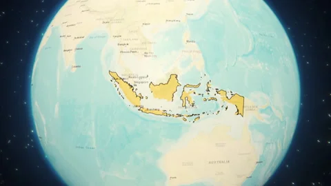 Indonesia Map On Earth Globe - Flat Styl... | Stock Video | Pond5