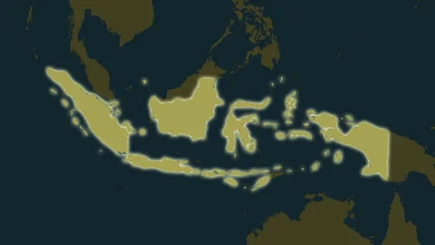 Indonesia map - solid. Glow. Pattern. | Stock Video | Pond5