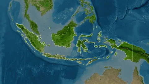 Indonesia map - solid. Regions. Satellit... | Stock Video | Pond5