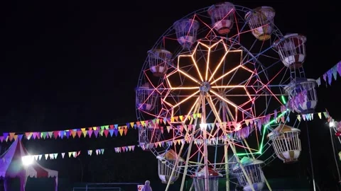 Indonesia Traditional Ferris Wheel on Ni... | Stock Video | Pond5