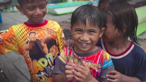 Indonesian Kids Smile and Laugh with Shy... | Stock Video | Pond5