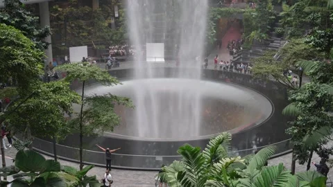 Indoor waterfall Rain Vortex in Jewel Ch... | Stock Video | Pond5