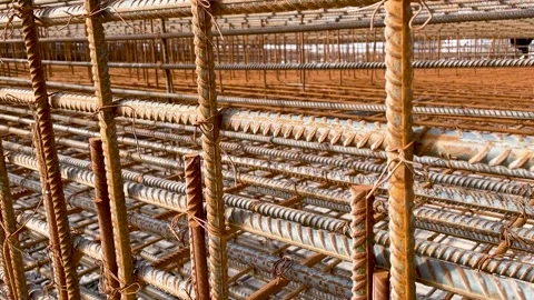 Industrial background. Rebar texture. | Stock Video | Pond5