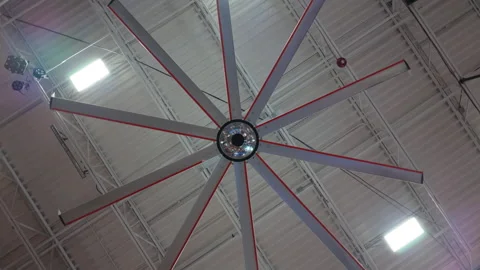 Industrial ceiling fan inside of a large... | Stock Video | Pond5