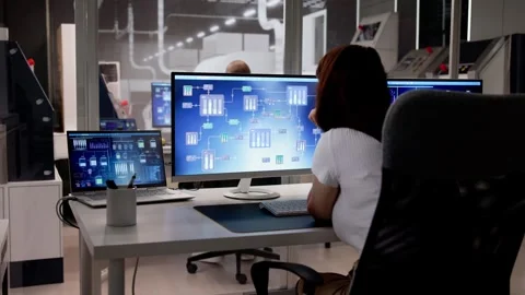 Industrial Data Automation System On Com... | Stock Video | Pond5