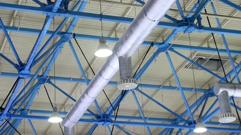 Industrial factory ceiling with ventilat... | Stock Video | Pond5