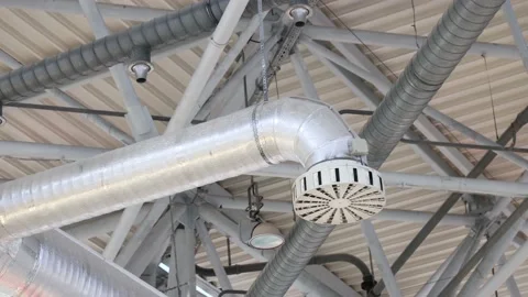 Industrial factory ceiling with ventilat... | Stock Video | Pond5