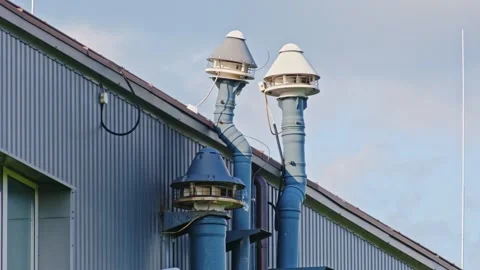 Industrial Factory Plant Ventilation Chu... | Stock Video | Pond5