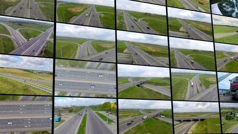 Industrial multiscreen. Highway, traffic... | Stock Video | Pond5