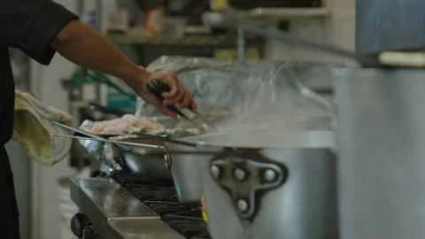 Industrial restaurant kitchen pots pans ... | Stock Video | Pond5