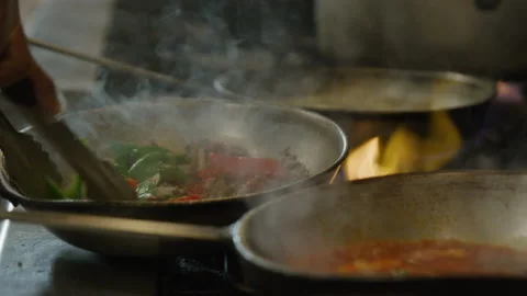 Industrial restaurant kitchen pots pans ... | Stock Video | Pond5