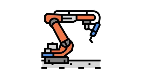 industrial robot arm color icon animatio... | Stock Video | Pond5
