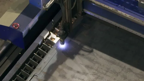 Industrial Steel Sheet Cutting Process B... | Stock Video | Pond5