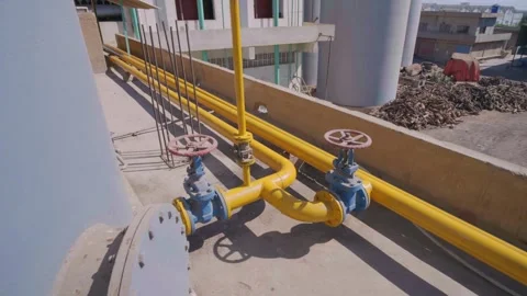 Industrial Yellow Pipe System at an Outd... | Stock Video | Pond5