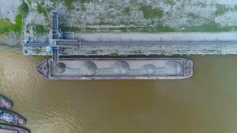 Industry, salt mines, barge loaded with ... | Stock Video | Pond5