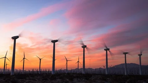 Industry - Windmills at Sunrise with Mou... | Stock Video | Pond5